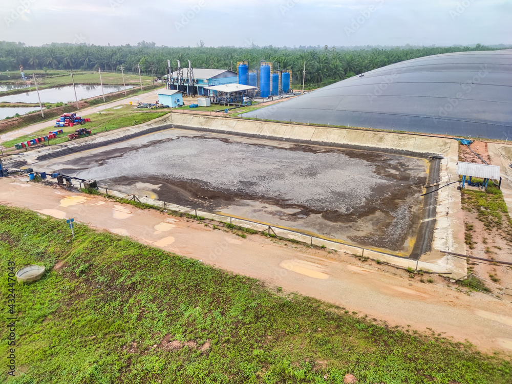 Bio-gas waste water treatment pond In industrial plants. Water ...