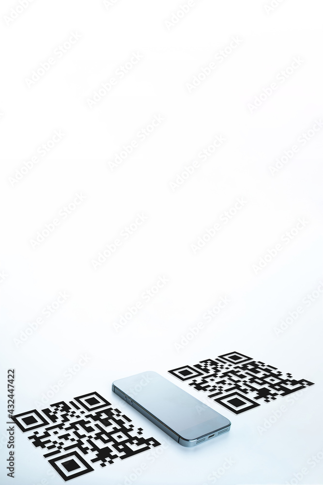Code scan icon. Digital mobile smart phone with qr code scanner on ...