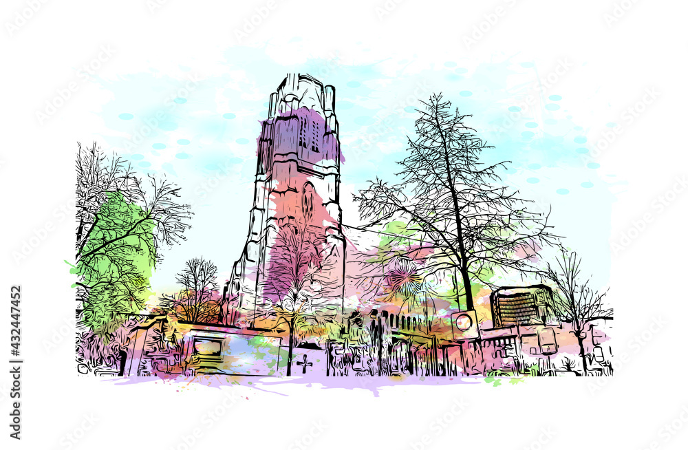 Vetor de Building view with landmark of Essen is a city in western ...