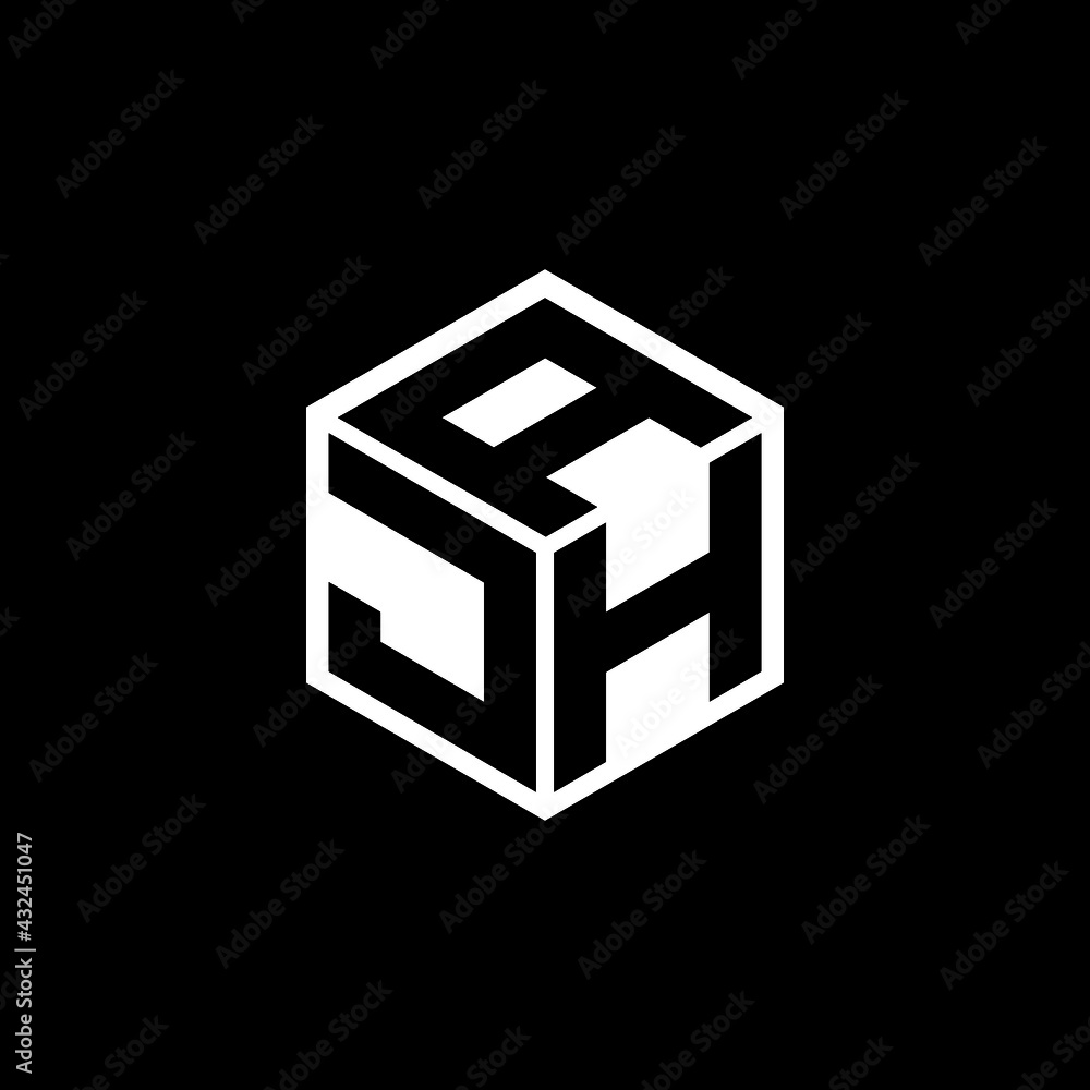Vecteur Stock JHA letter logo design with black background in ...
