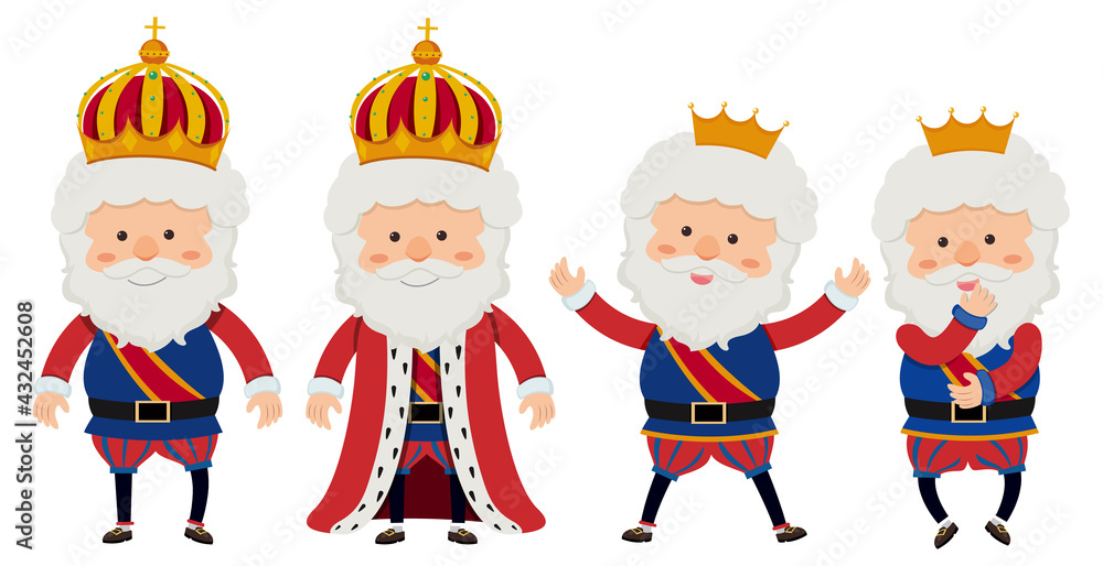 Cartoon character of a King with different poses Stock Vector | Adobe Stock