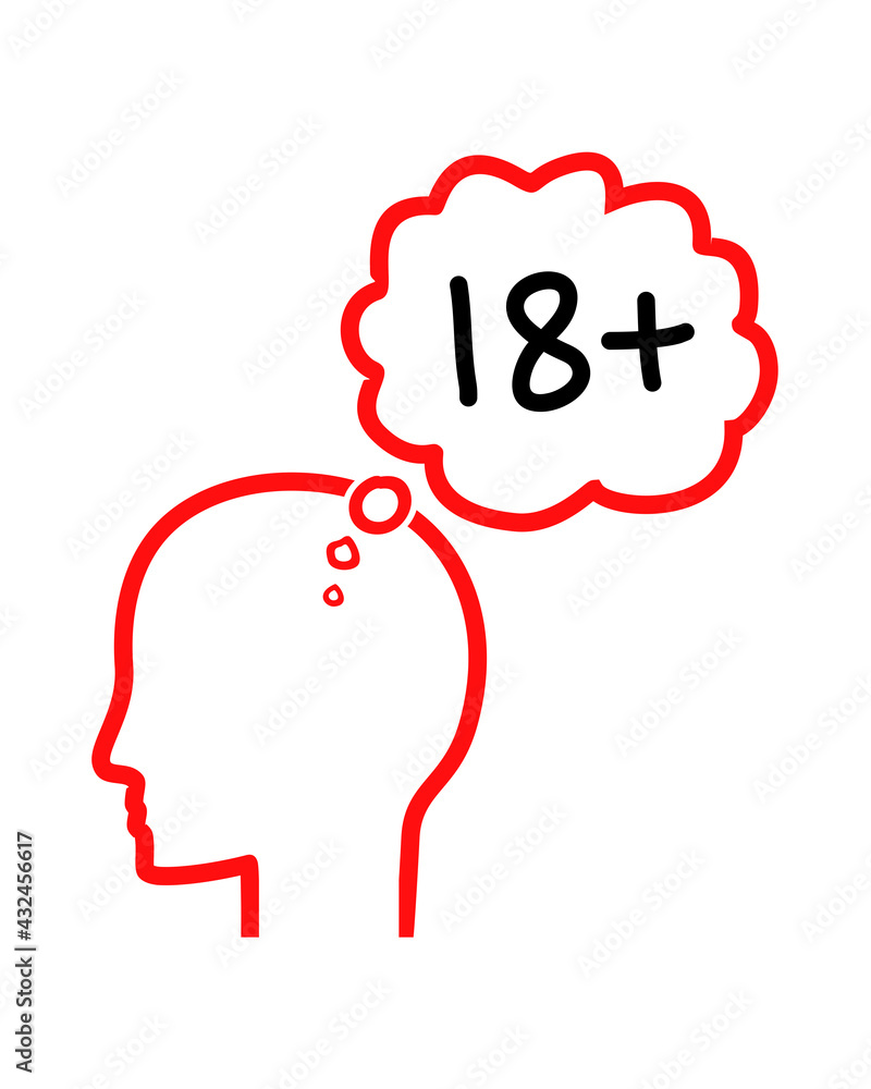 Man silhouettes thinking about 18 plus content. Adult permit, x-rated ...