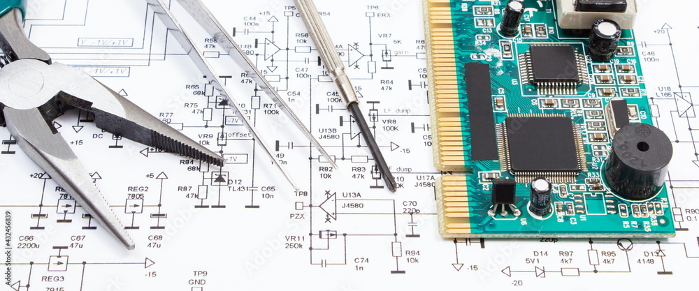 Printed circuit board, precision tools and diagram of electronics ...