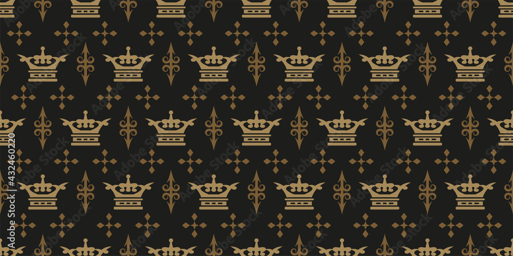 Royal background pattern with decorative elements on a black background ...