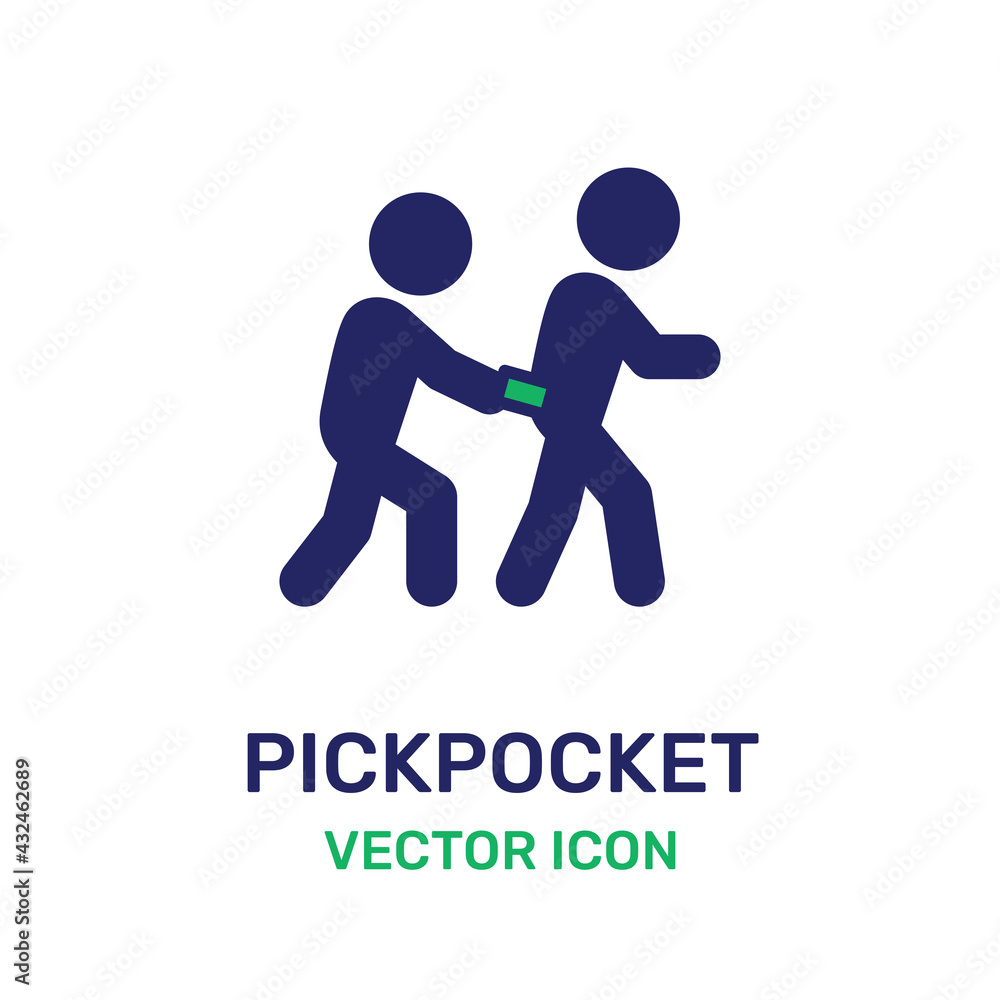 Thief Steals a Purse vector. Pickpocket icon concept. Stock Vector ...