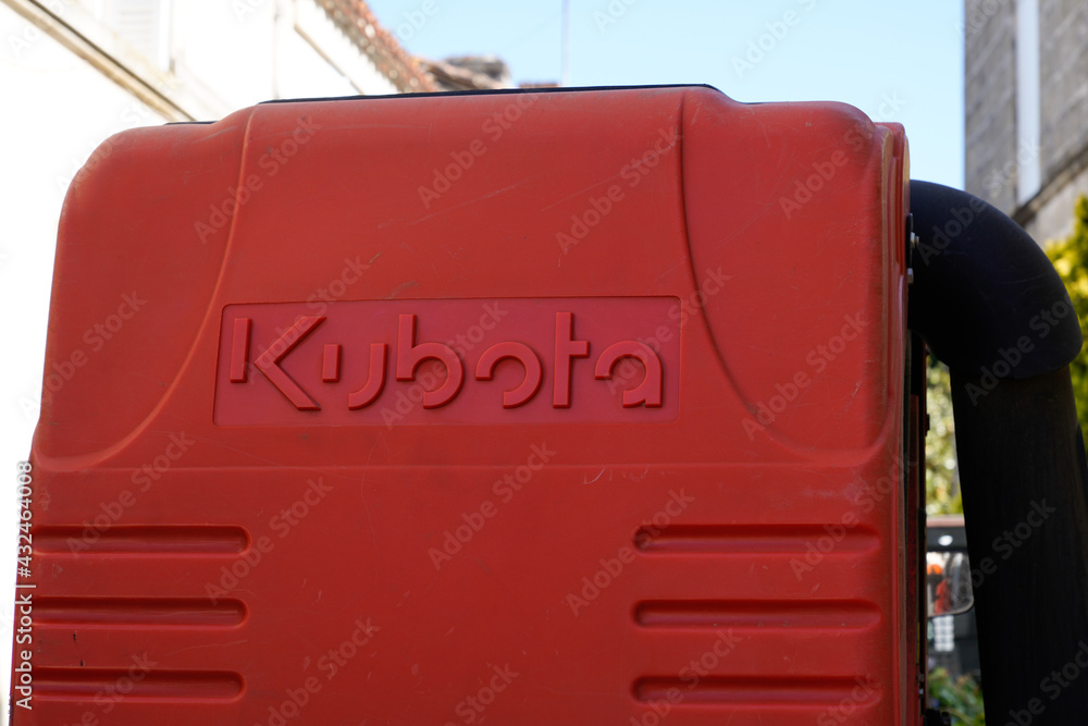 kubota logo sign and brand text on Lawn Mower tractor and heavy ...