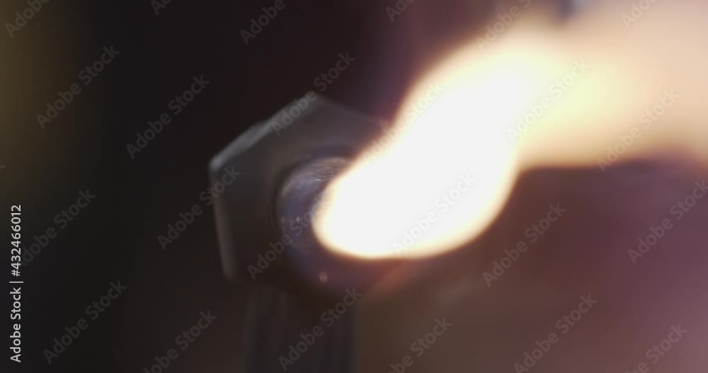 Gas burner flame burning in handcraft industry. Blue Flame from a ...