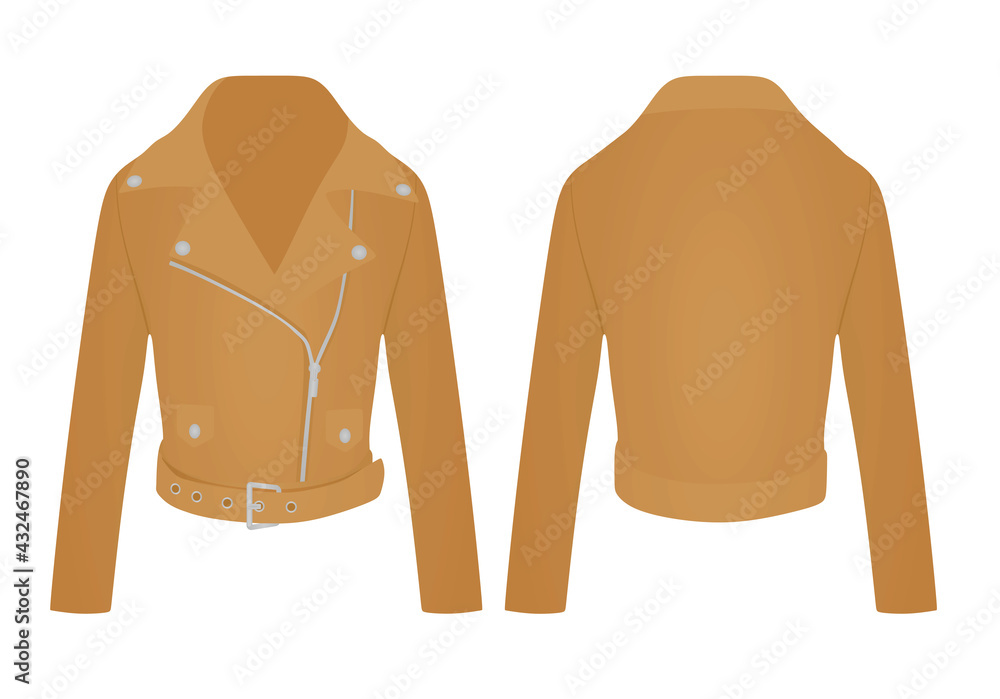 Brown leather jacket. vector illustration Stock Vector | Adobe Stock