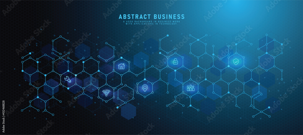 Technology background with flat icons and business symbols abstract ...