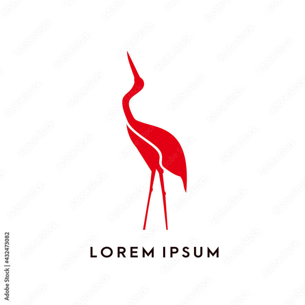 crane bird logo. stork logo Stock Vector | Adobe Stock
