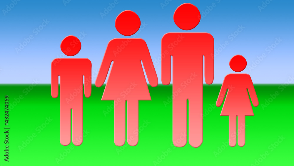 happy family texture stock photos with blue sky and green land ...