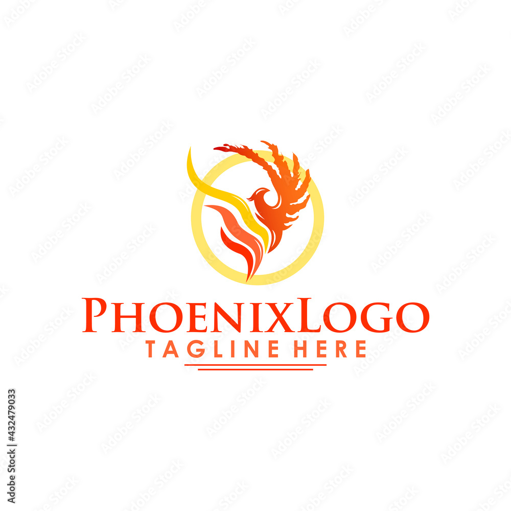 PHOENIX the legend bird logo, abstract drawing spirits symbol from ...