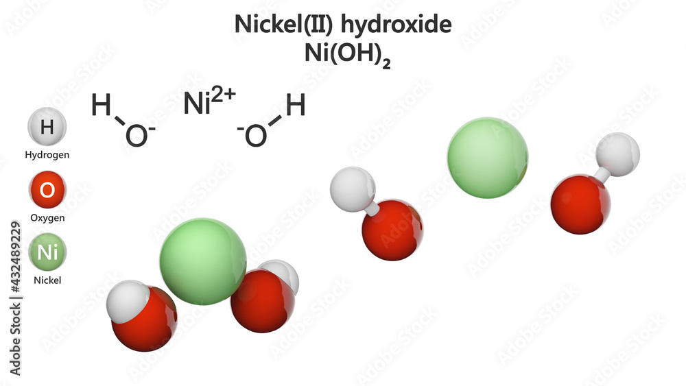 Nickel(II) hydroxide, formula Ni(OH)2 or H2NiO2. It is a green ...