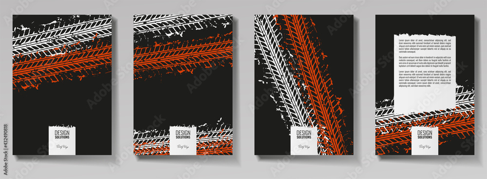 Сover design set. Tracks. For background page, brochure template ...