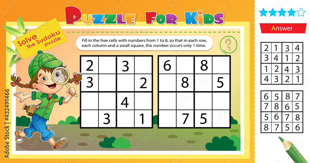 Solve the sudoku puzzle together with the detective girl. Logic puzzle ...
