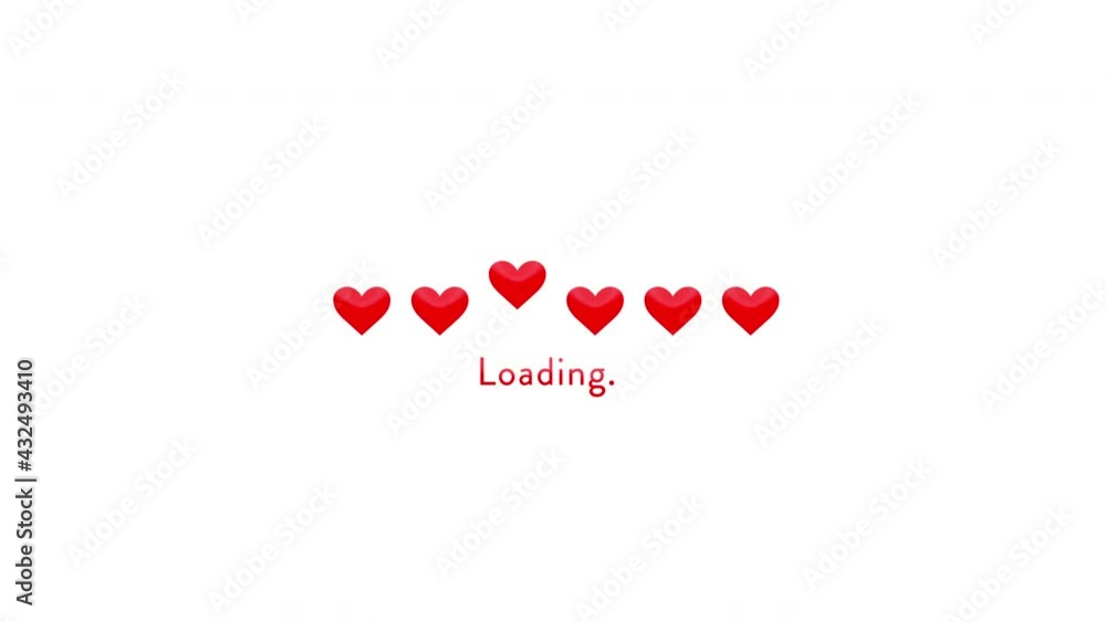 Bouncing hearts loading bar animation, on white, black and green ...