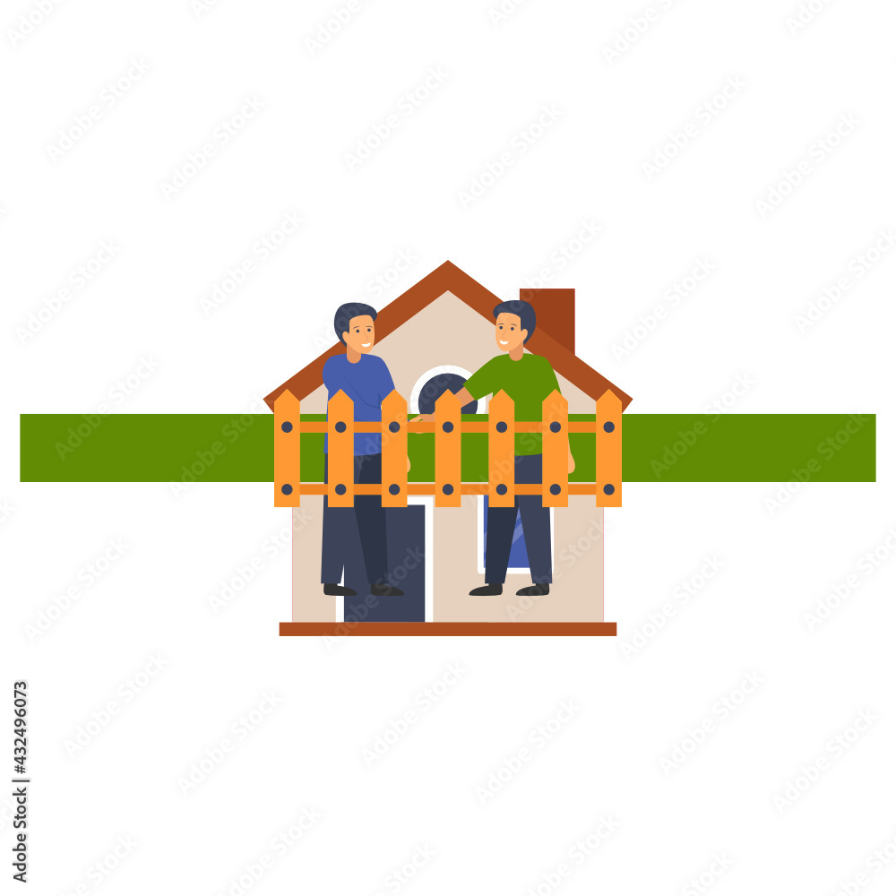 Peace or Conflict resolution for Fence or boundries Concept, Neighbours ...