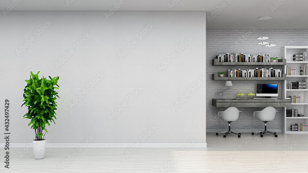 Light empty room, photorealistic 3D Illustration of the interior ...