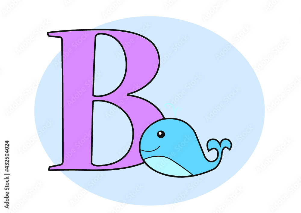 Letra B infantil con ballena Stock Vector | Adobe Stock