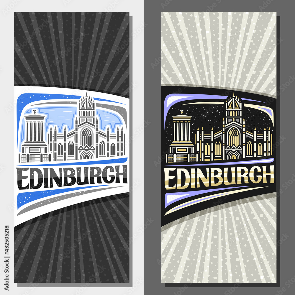 Vector layouts for Edinburgh, decorative leaflet with outline ...