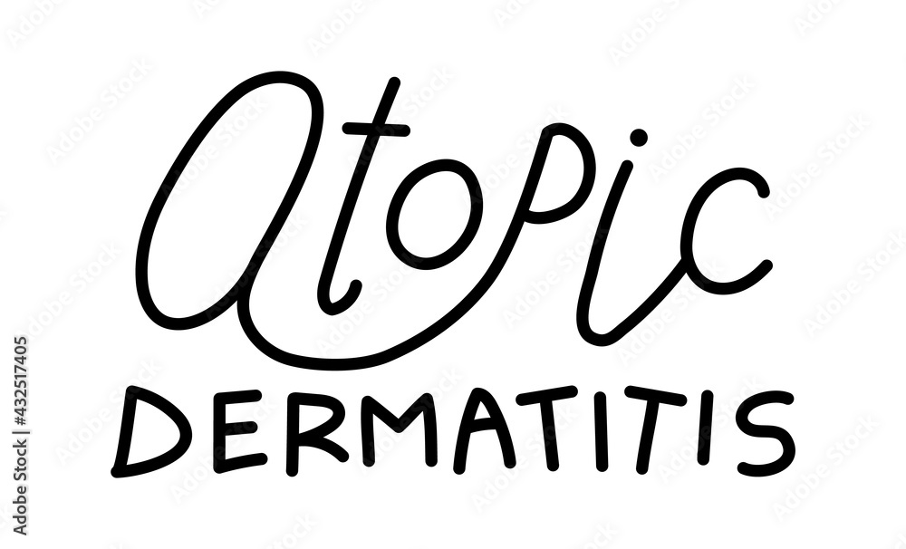Atopic dermatitis lettering isolated on white background. Handwritten ...