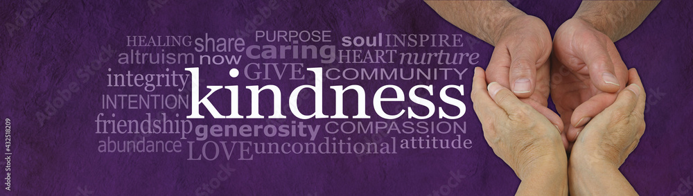 Loving Caring Kindness Concept Word Cloud - female hands gently cupped ...