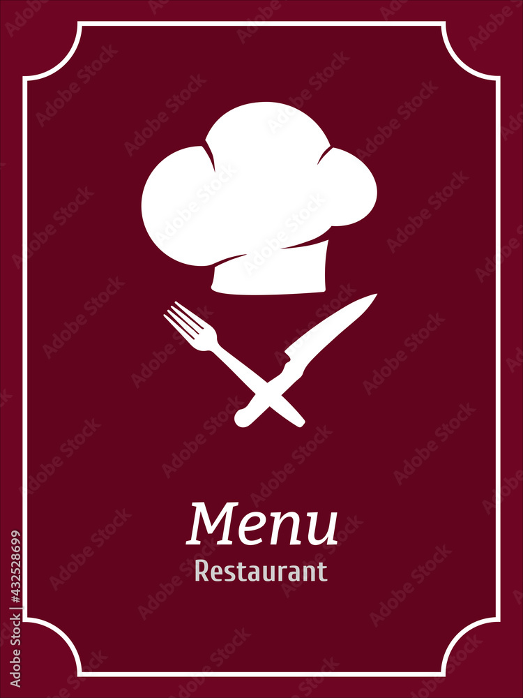 Red menu, menu for a cafe, chef's cap. Retro. Stock Vector | Adobe Stock