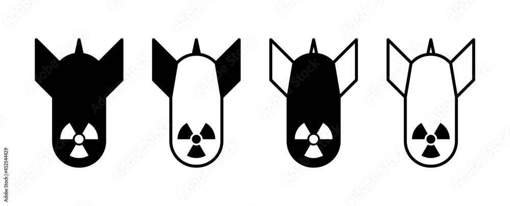 Atomic Bomb or Nuclear Weapon Icon Set. Vector Image. Stock Vector ...