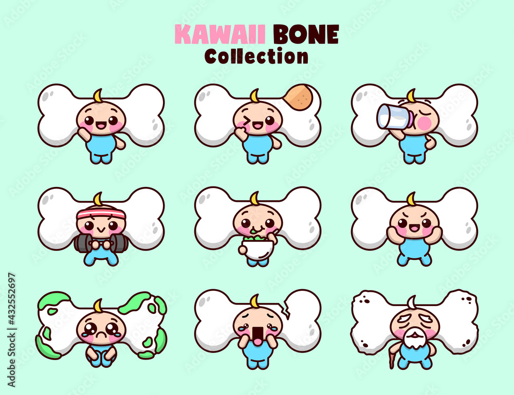 CUTE BONE CHARACTER IN SOME DIFERENCE ACTION AND ACTIVITY. HIGH QUALITY ...