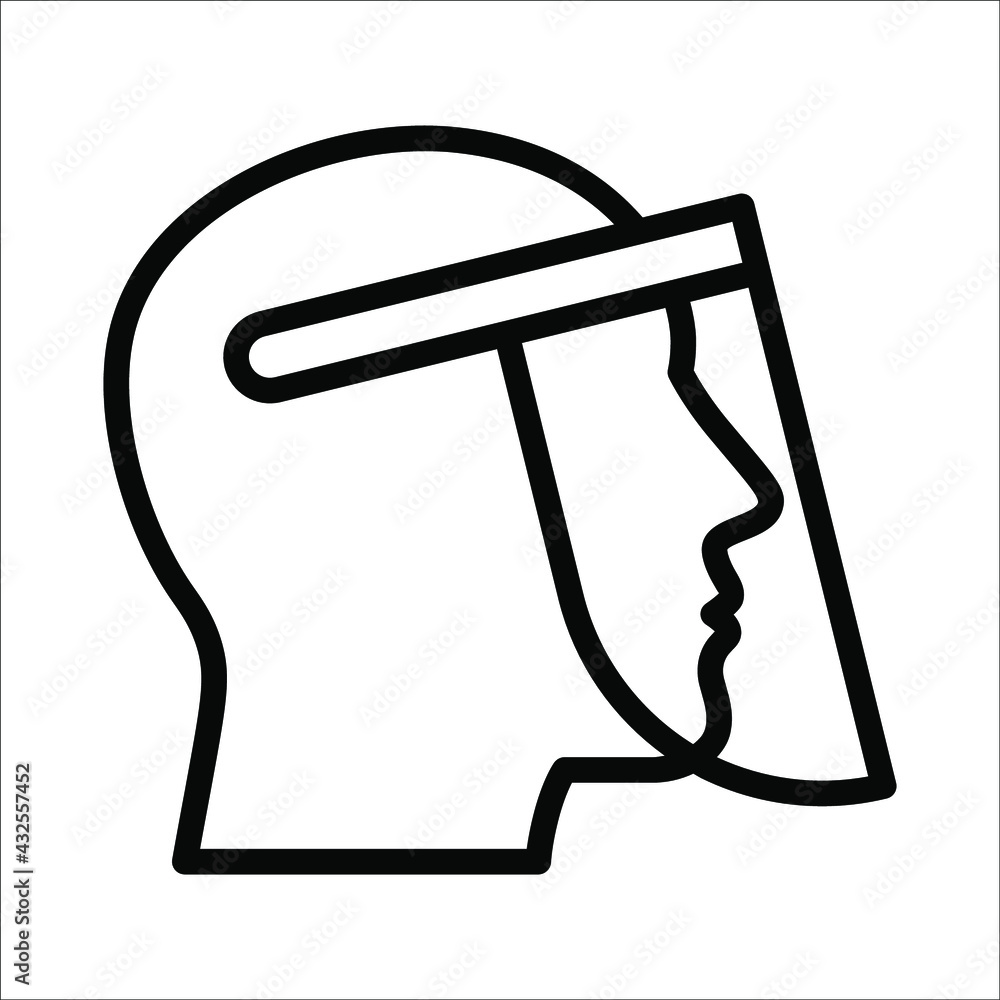 Face shield icon. Transparent plastic mask. Protection from Covid-19 ...
