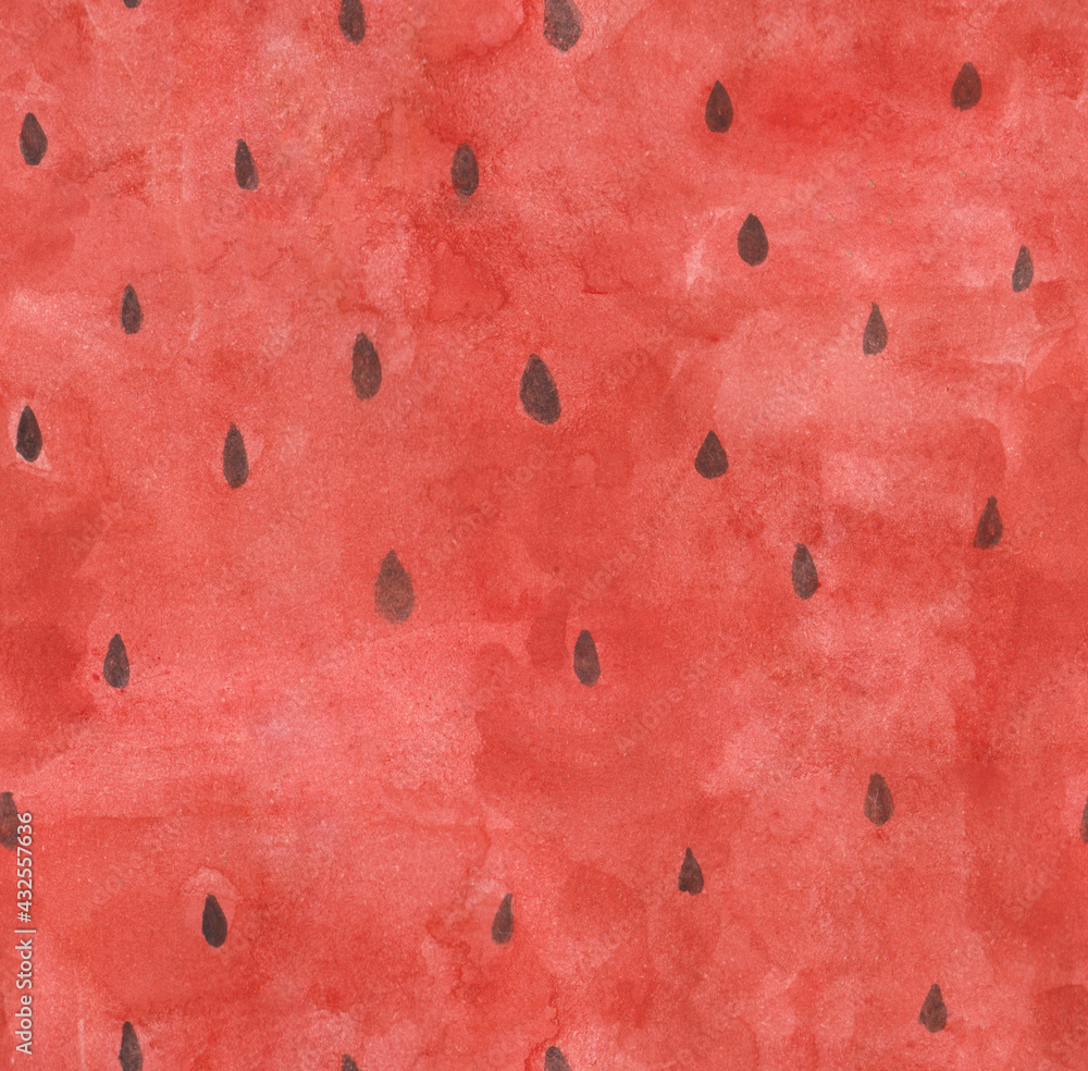 Flesh of watermelon with seeds seamless pattern. Watercolor slice of ...