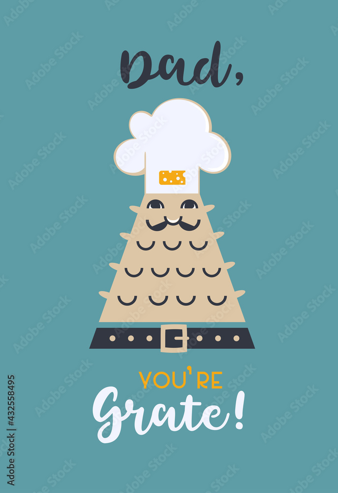 Cute vector greeting card Fathers day. Celebration Dad holiday ...