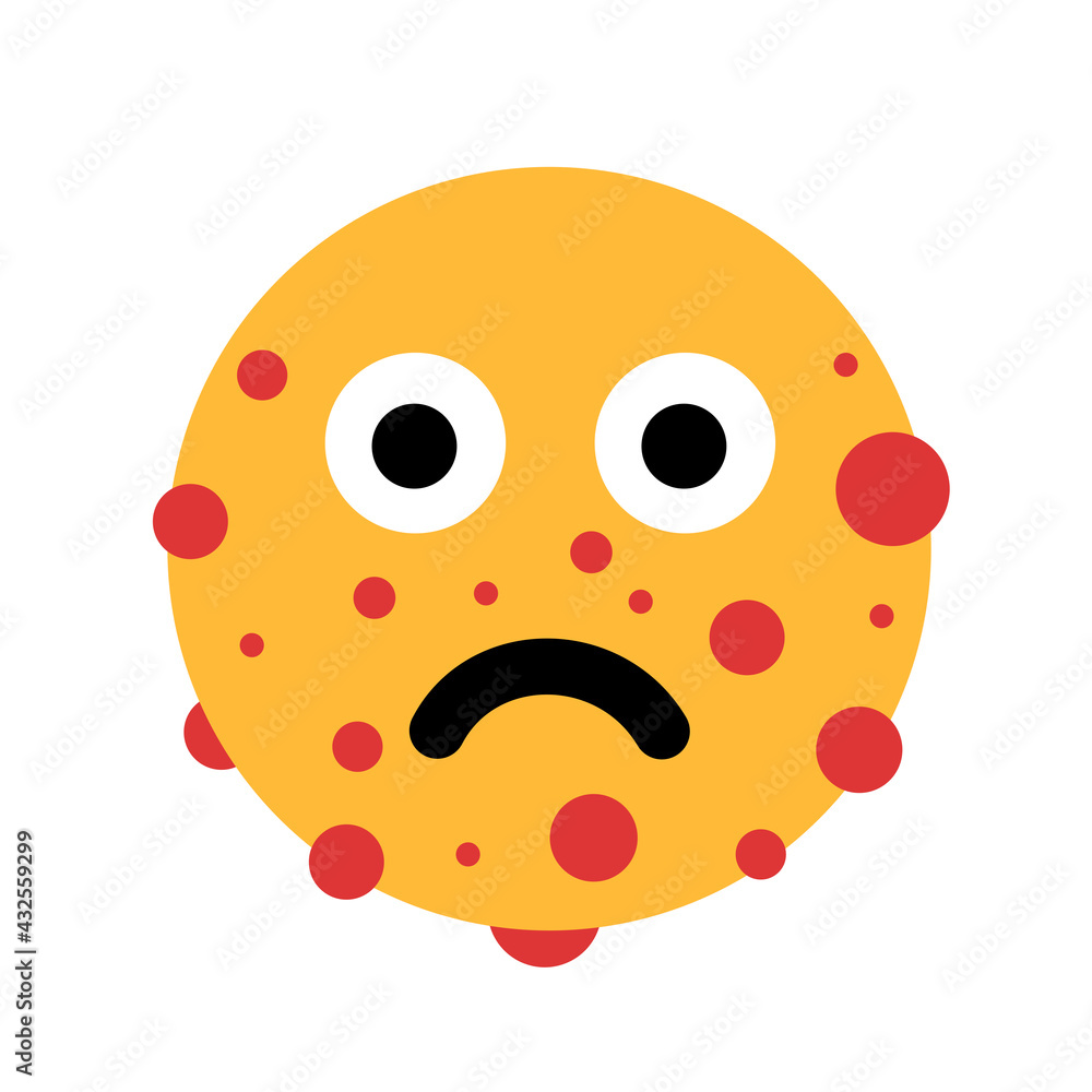 Emoji and emoticon of man, human and person with acne, pimple and spot ...