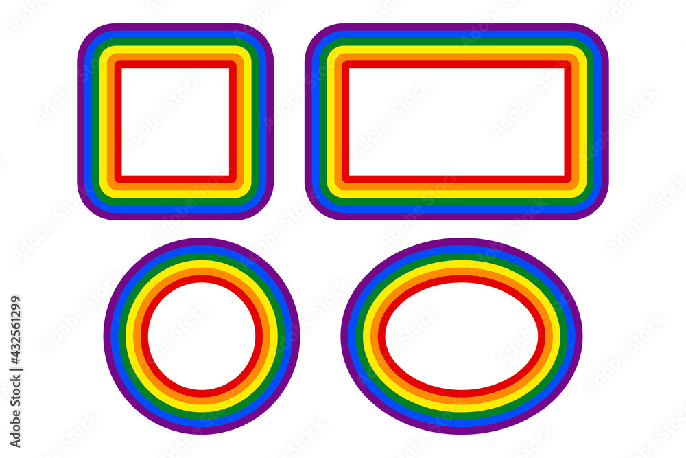 Flag LGBT icons, round and squared frames. Template border, vector ...