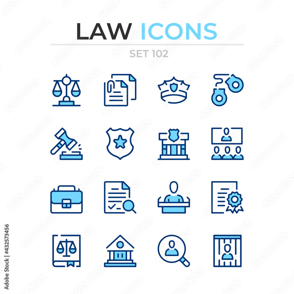Law icons. Vector line icons set. Premium quality. Simple thin line ...