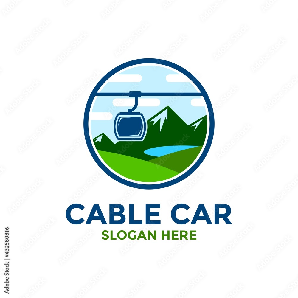 Mountain cable car logo, icon or symbol design template, vector ...