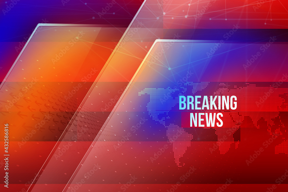 Graphical breaking news background with world map at background Stock ...