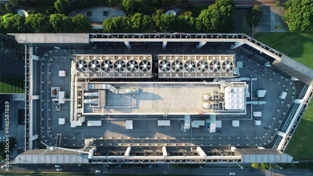 Aerial top down view of ventilation and air conditioning systems ...