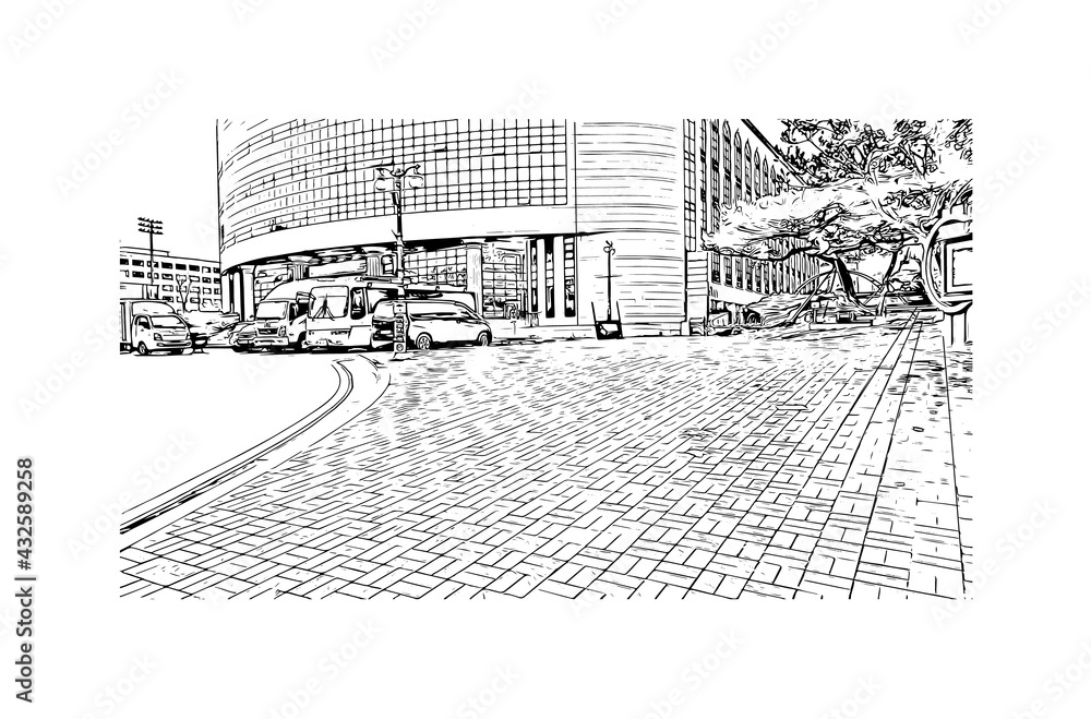 Building view with landmark of Uijeongbu is a city in South Korea. Hand ...