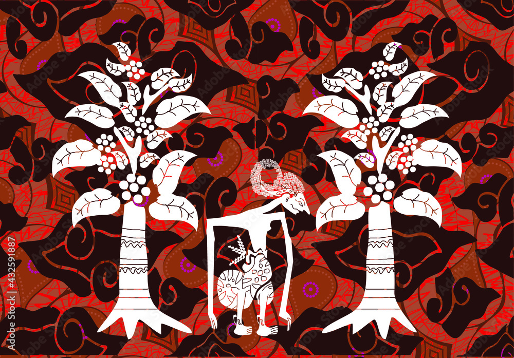 Indonesian batik motifs by displaying a very distinctive wayang kulit ...