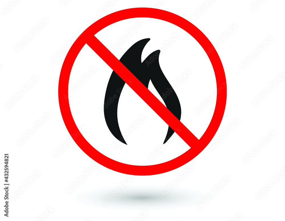 No open flame sign. No fire, No access with open flame prohibition sign ...