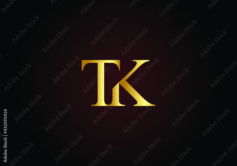 Initial Letter TK Logo Creative Vector Template in gold color Stock ...