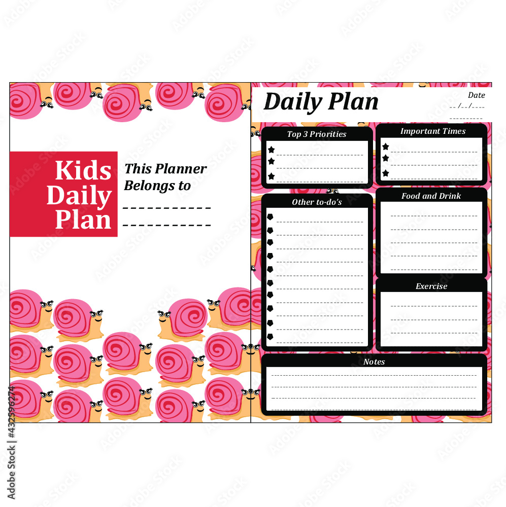 Kids Daily Plan (KDP) snail theme Stock Vector | Adobe Stock