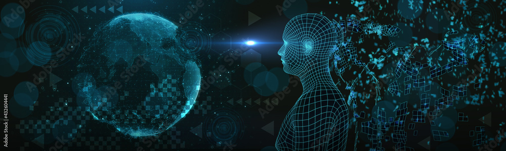 Concept robot Artificial intelligence or AI,digital deep learning technology,analysis operating ...