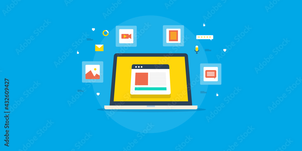 Content marketing format. Content marketing elements - Email, video ...