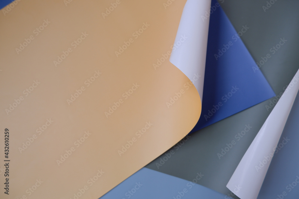 Layered rolling color papers. color layout for design, banner, and ...
