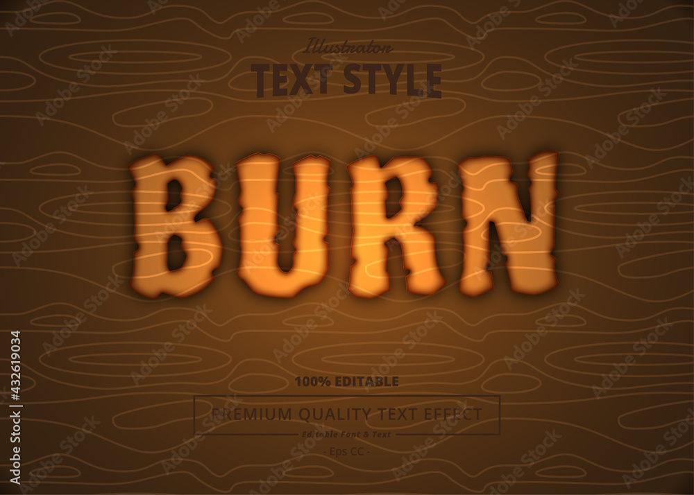 BURN Illustrator Text Effect Stock Vector | Adobe Stock