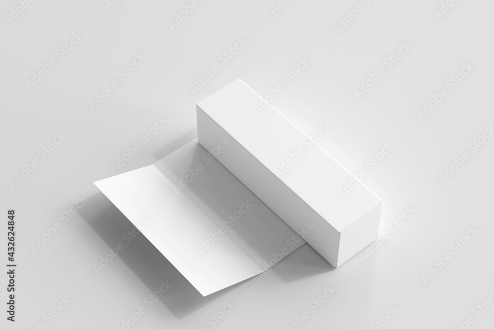 Isolated Product Packaging Box with Bi-Fold Brochure 3D Rendering Stock ...