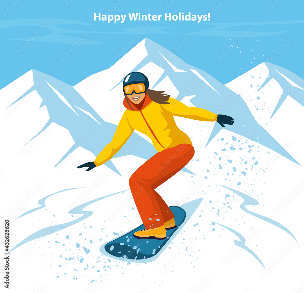 Snowboarding Vector Girl