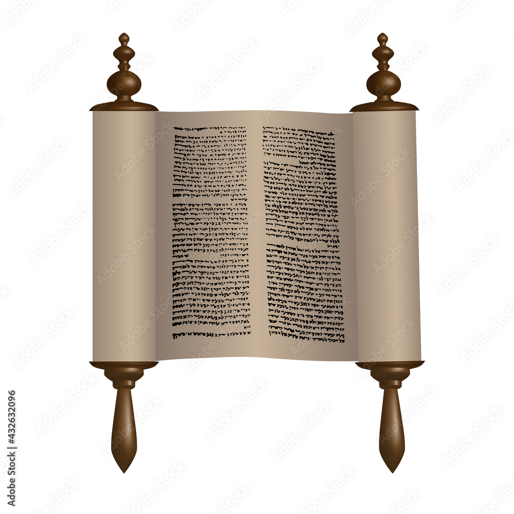 Torah scroll with text. Vector clip art. Without a background, isolated ...